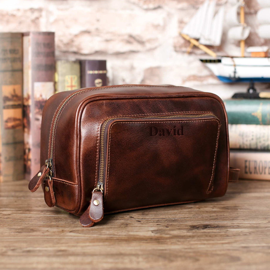 Natural Leather Shop | Handmade Leather Suspenders or Toiletry Bag ...