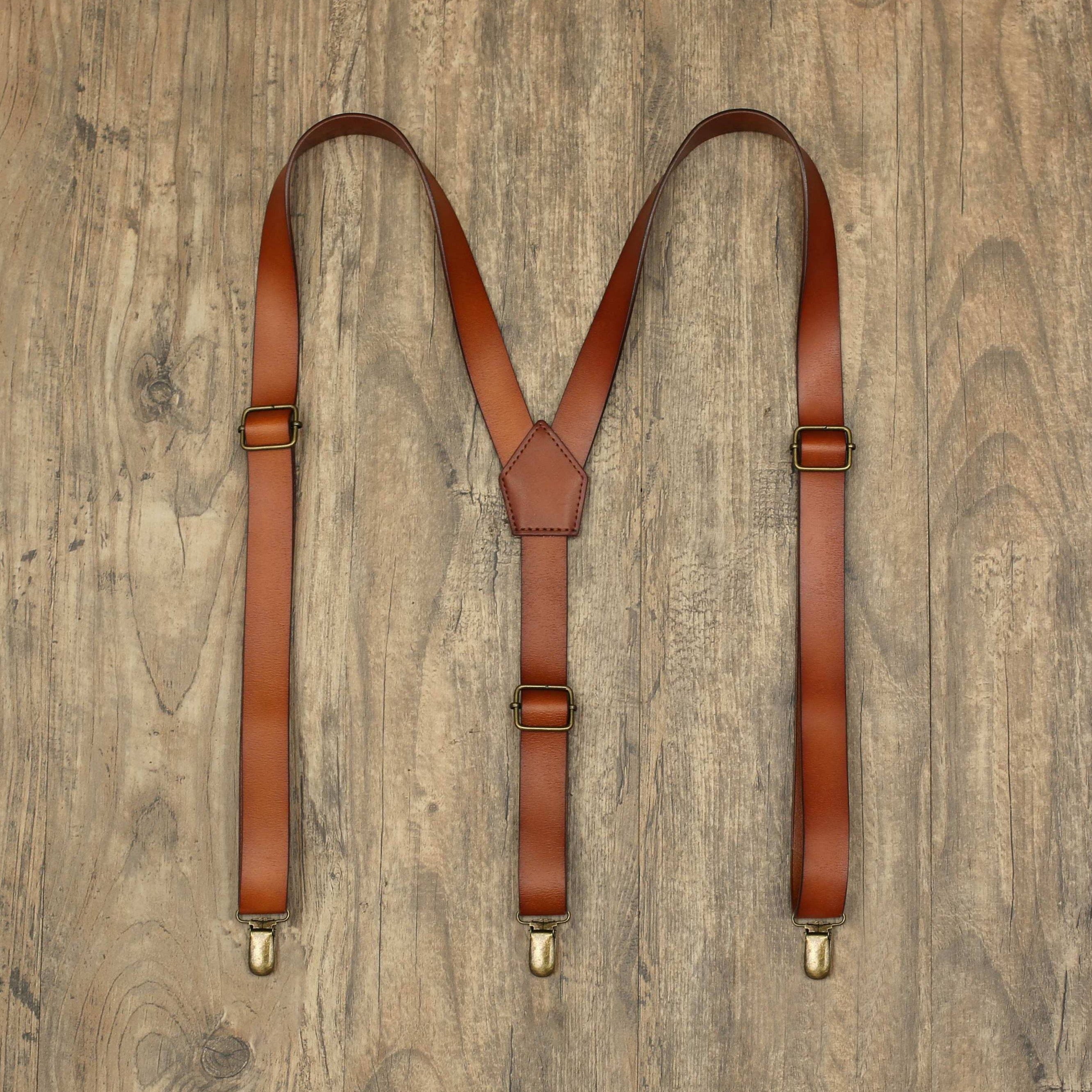 for sale online Faux Leather Suspenders for Men Wedding suspenders ...